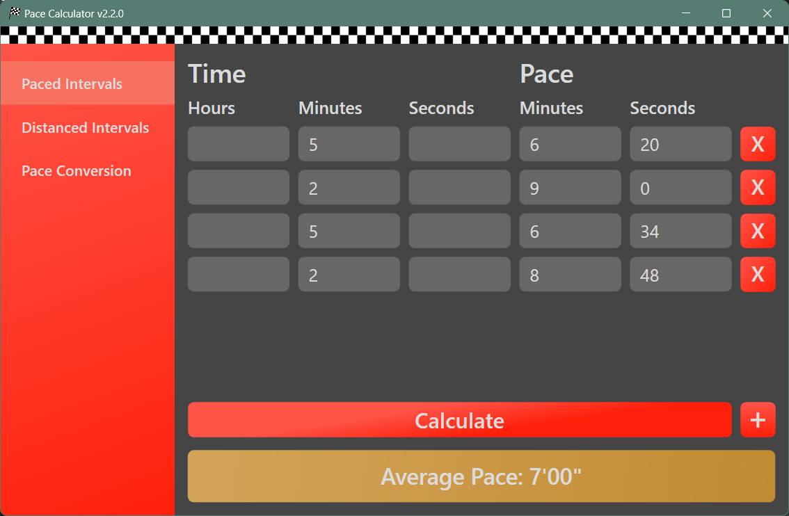 GitHub - ConnellHagen/pace-calculator: A desktop running pace calculator for calculating average ...