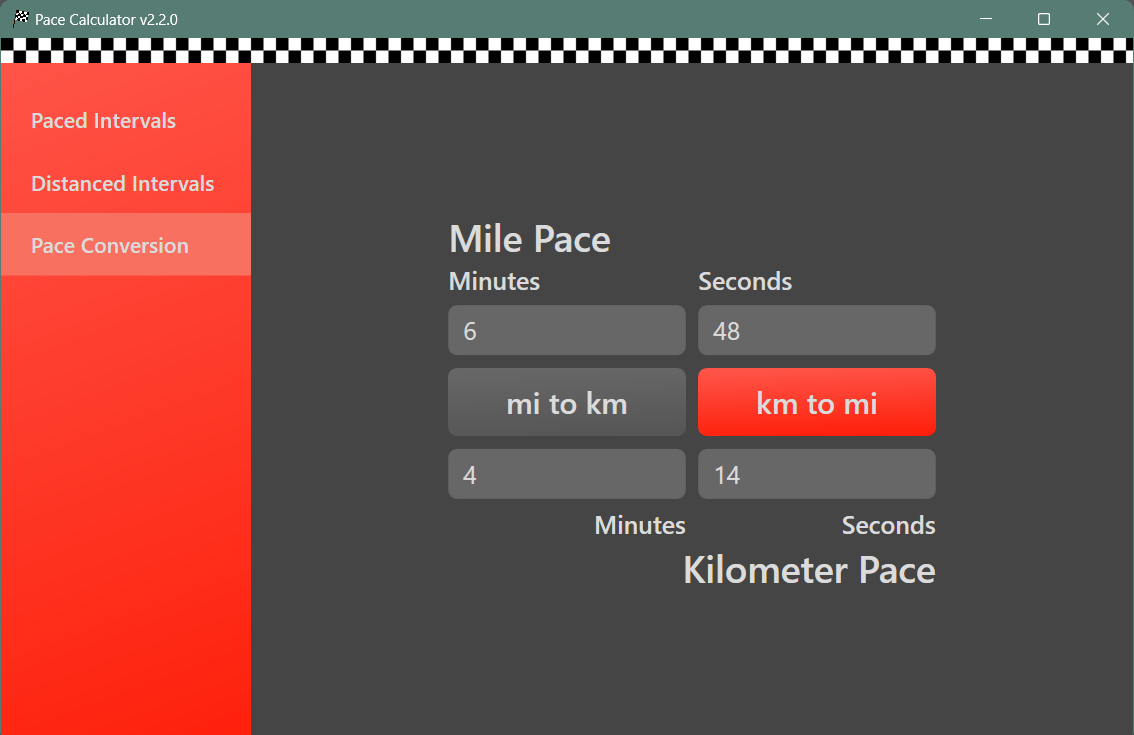 GitHub - ConnellHagen/pace-calculator: A desktop running pace calculator for calculating average ...