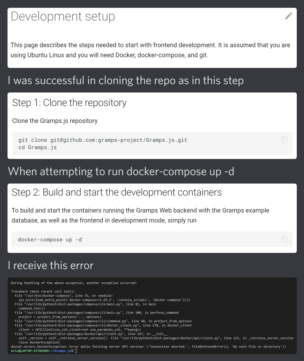 Unable to setup development after following documentation. · Issue #108 · gramps-project/gramps ...
