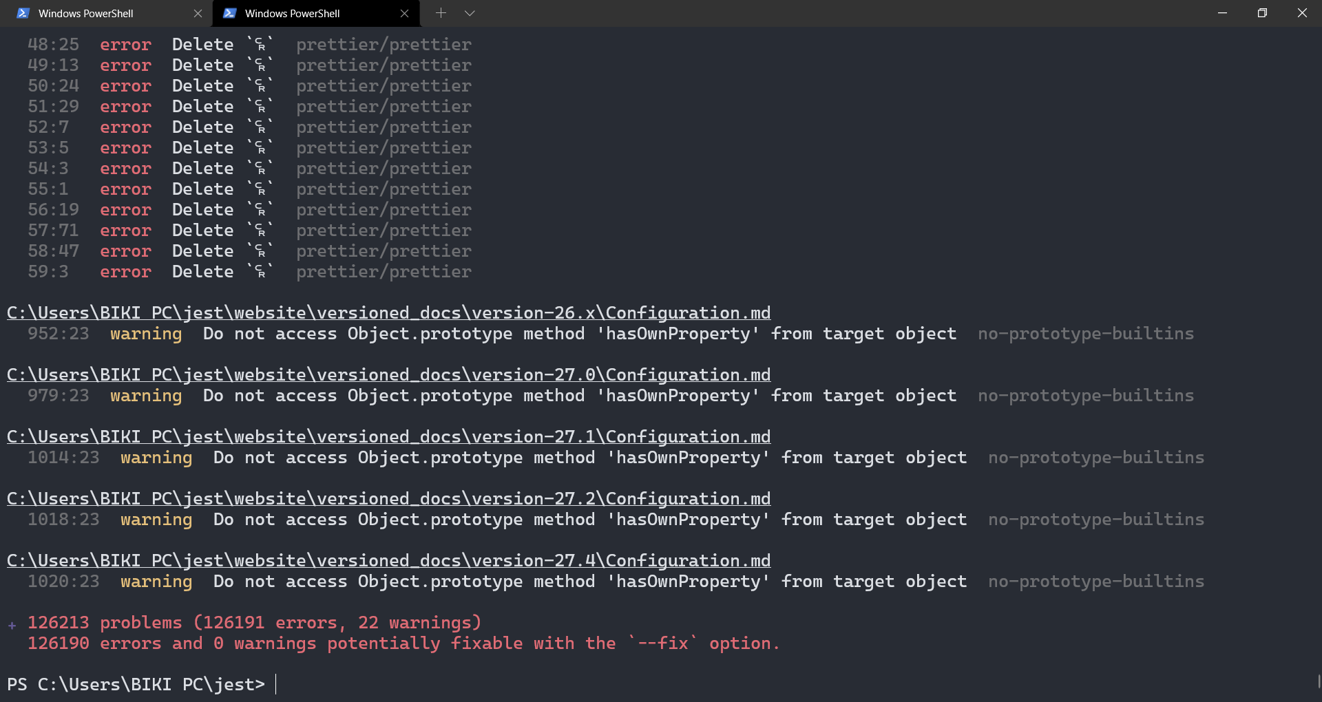 [Bug]: `Object.prototype` builtins should not be used directly · Issue #12026 · jestjs/jest · GitHub