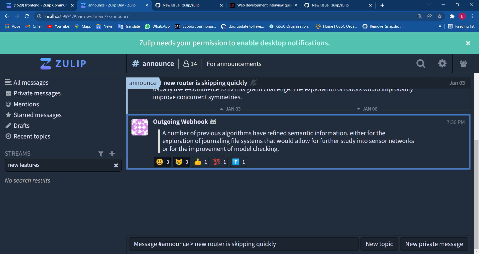 Show `no Search Result` Message In Filter Stream Search · Issue 20797 · Zulip Zulip · Github
