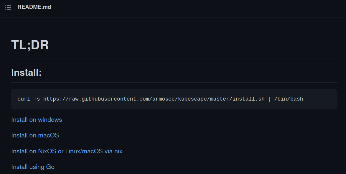 Putting all Installation Methods and links together in the README. · Issue #641 · kubescape ...