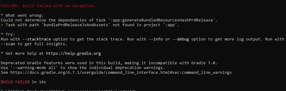 Could not determine the dependencies of task ':app:generateBundledResourcesHashOnlineBetaRelease ...