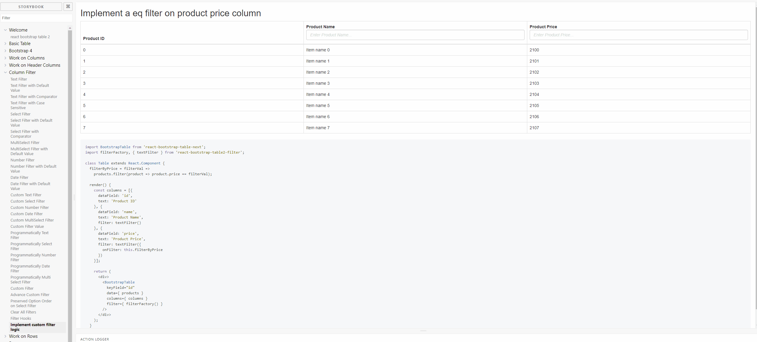  Implement Custom Filter Logic Demo Is Buggy Issue 1007 React 