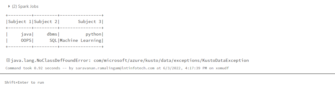 not able to push data into ADX using databricks spark. · Issue #241 · Azure/azure-kusto-spark ...