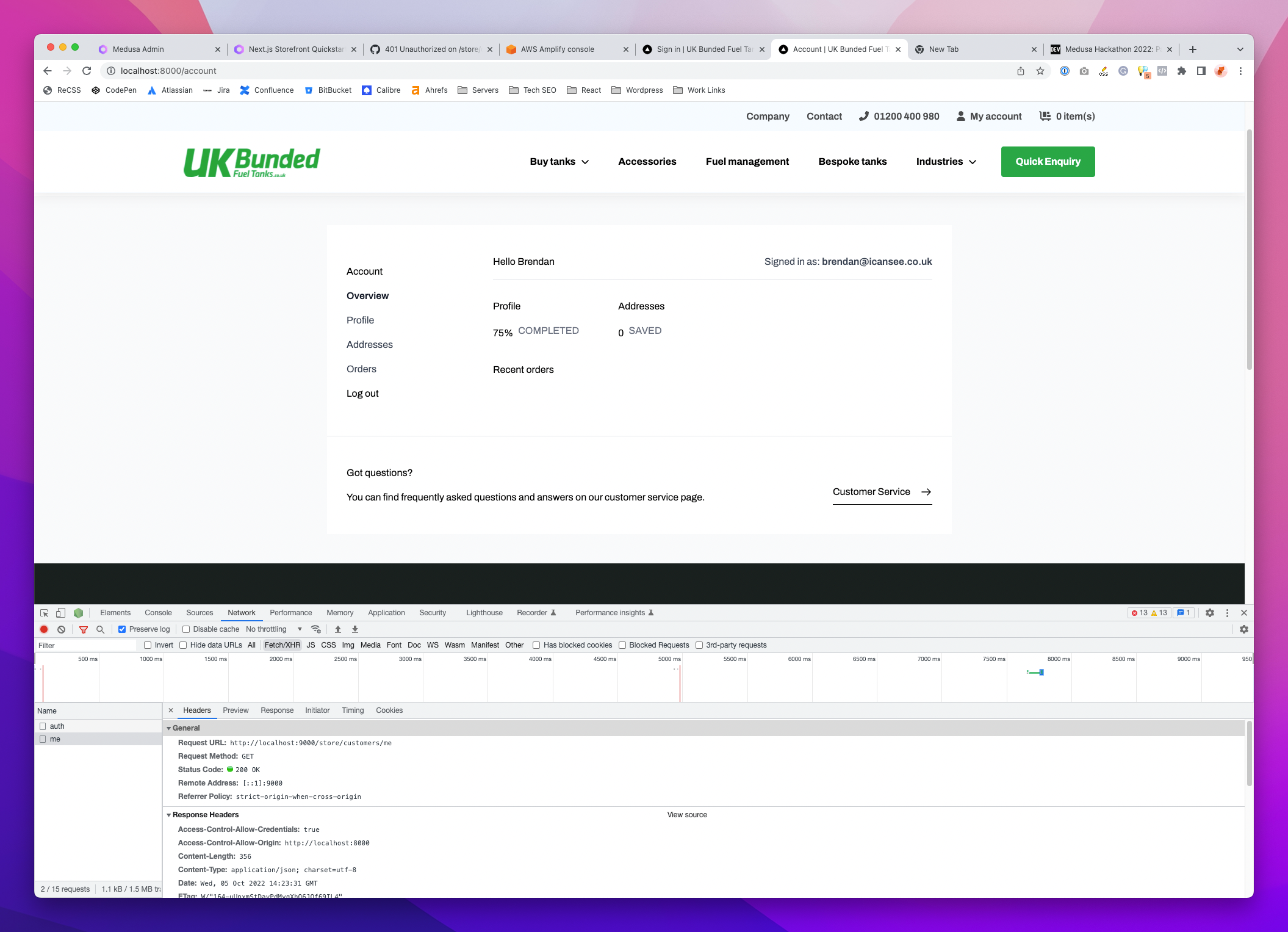 401 Unauthorized on /store/customers/me · Issue #63 · medusajs/nextjs-starter-medusa · GitHub