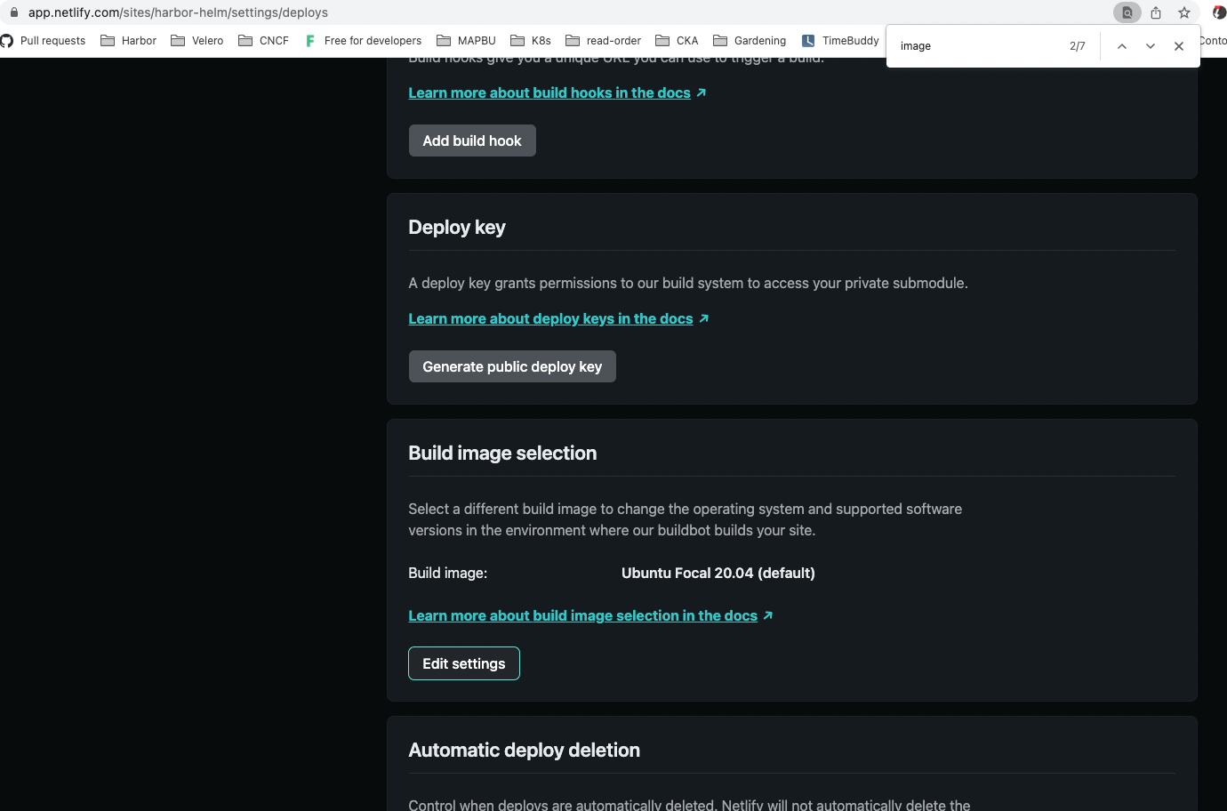 Netlify: select a new build image · Issue #1313 · goharbor/harbor-helm · GitHub