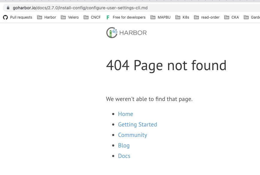 Docs(bug): missing configure user settings cli page · Issue #403 · goharbor/website · GitHub