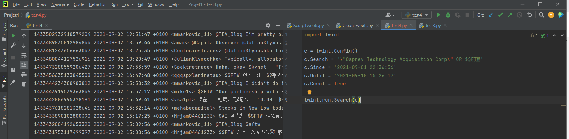 How to search for tweets contain two neighbor words such as "burger ...