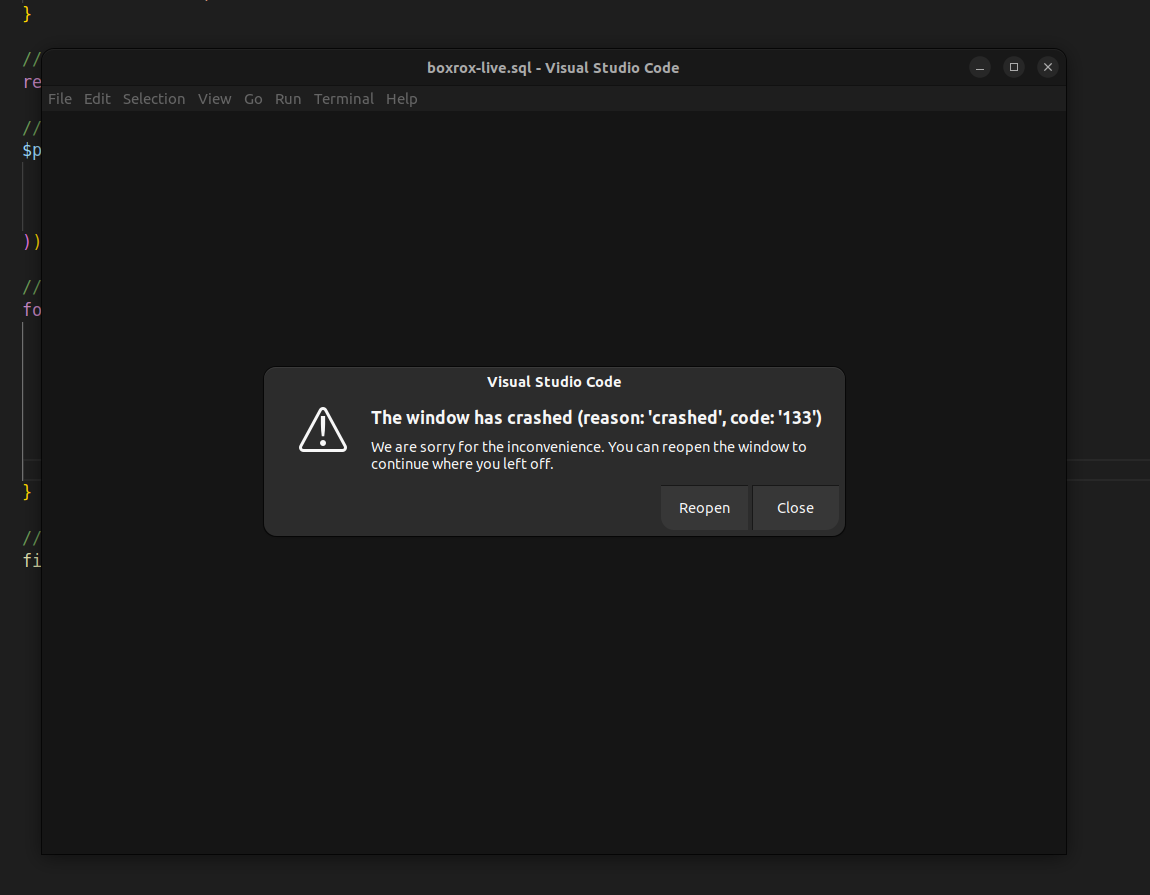 window crashes（reason: