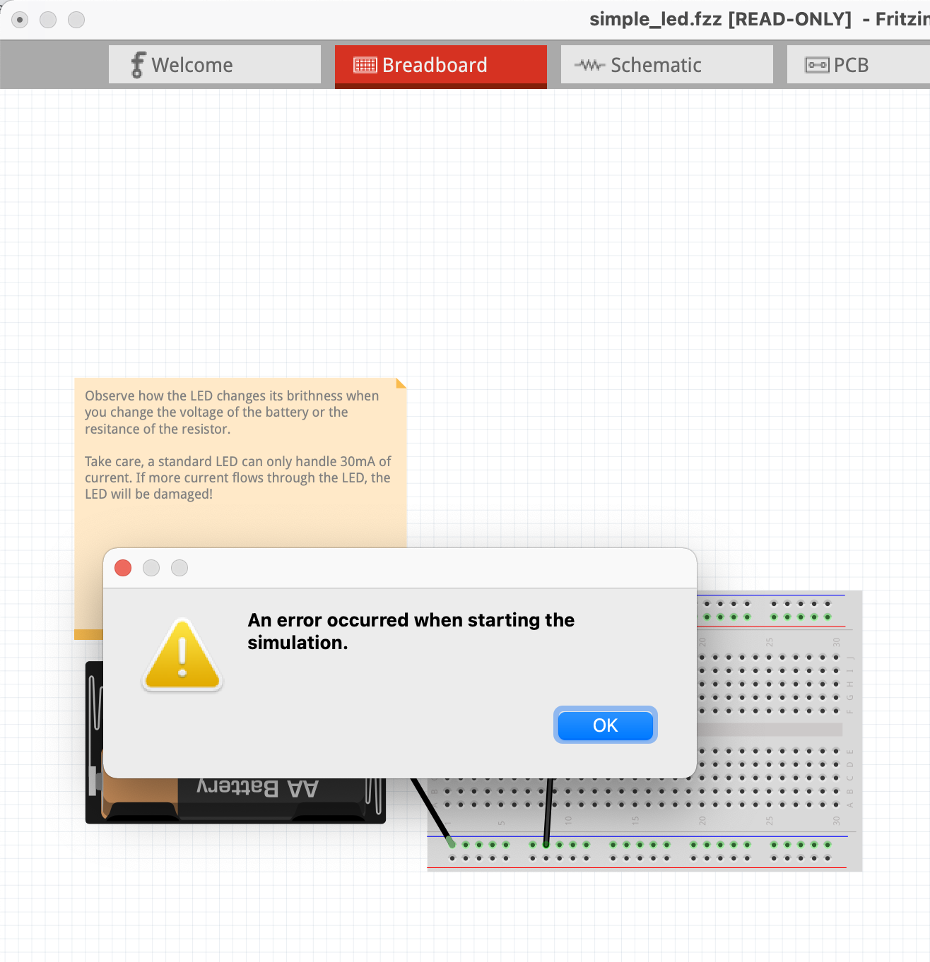 [LED example] An error occured when starting the simulation · Issue ...