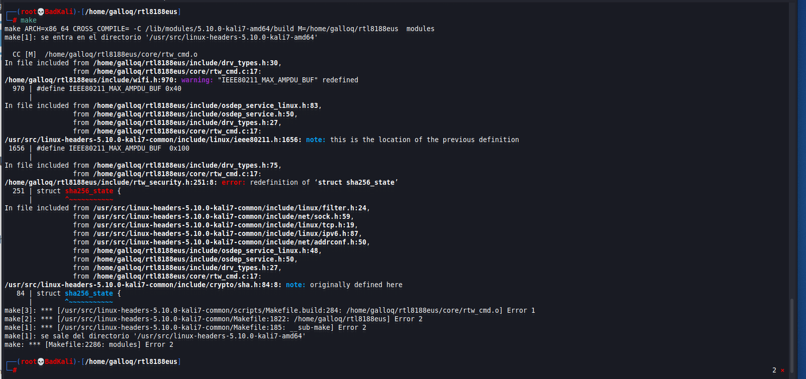 Make command issues · Issue #131 · aircrack-ng/rtl8188eus · GitHub