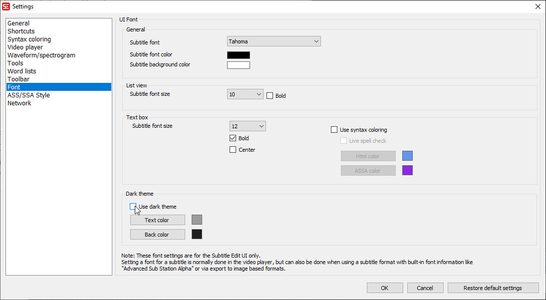 Suggestions Move `use Dark Theme` Outside Fonts As Separate Entry 