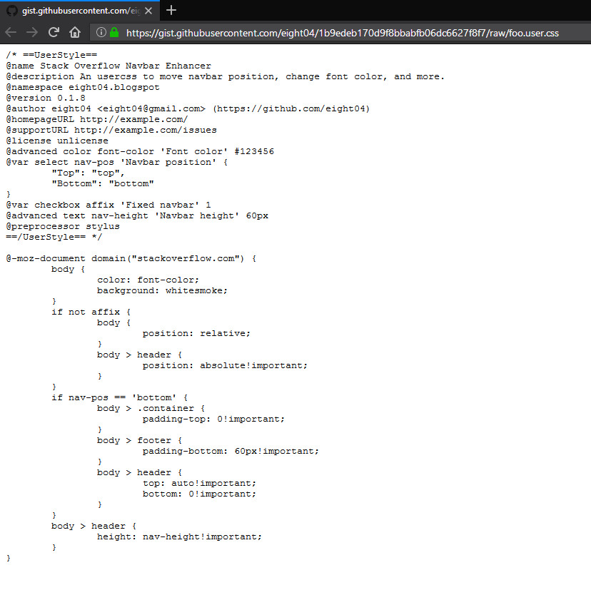 Cannot Install From Urls That End With Usercss In Stylus For Firefoxv57 Works Ok In Stylus