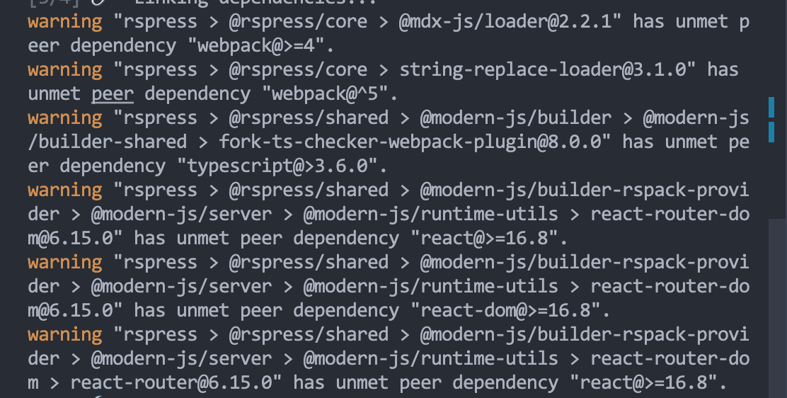 Bug Reduce Peer Dependencies Warning Of New Rspress Project · Issue 217 · Web Infra Dev