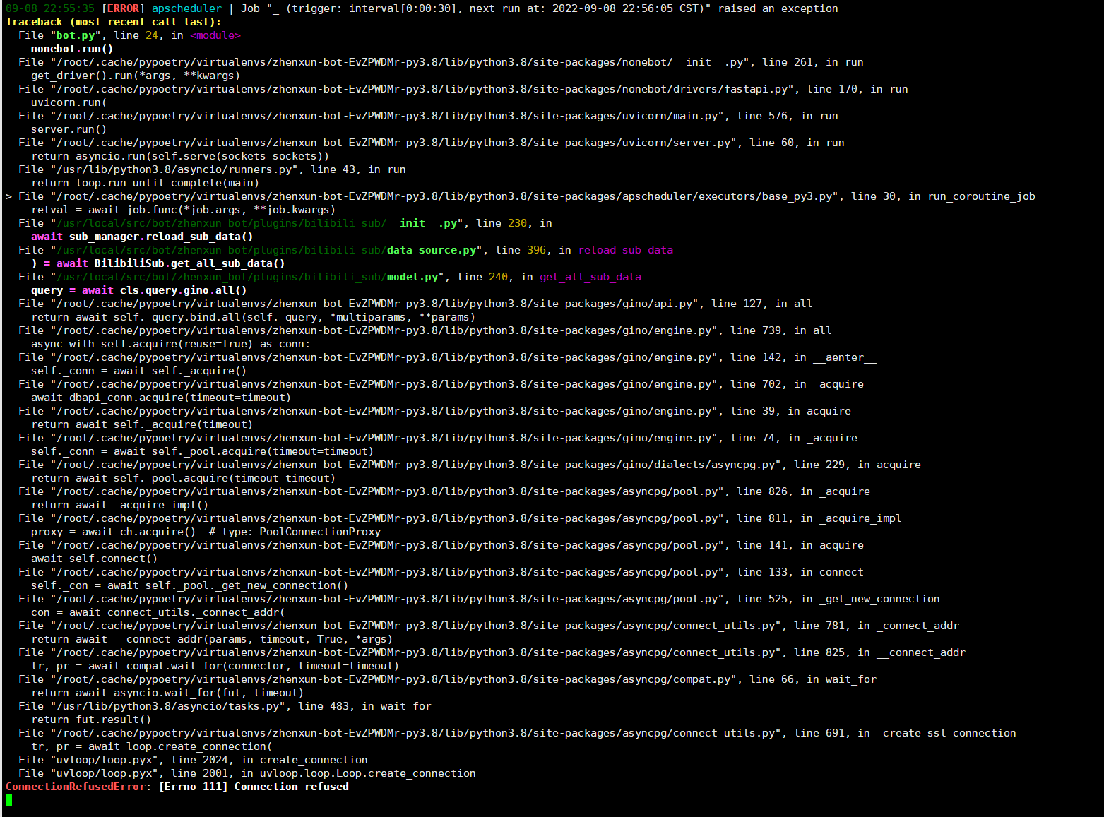 ConnectionRefusedError: [Errno 111] Connection refused · Issue #1072 · zhenxun-org/zhenxun_bot ...