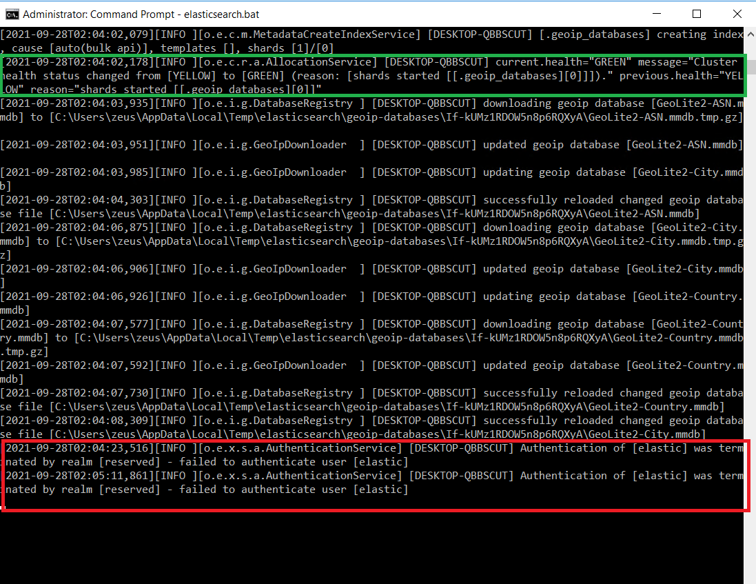 [Error]: 'failed to authenticate user [elastic]' showed up while setting up 8.0 self-managed ...
