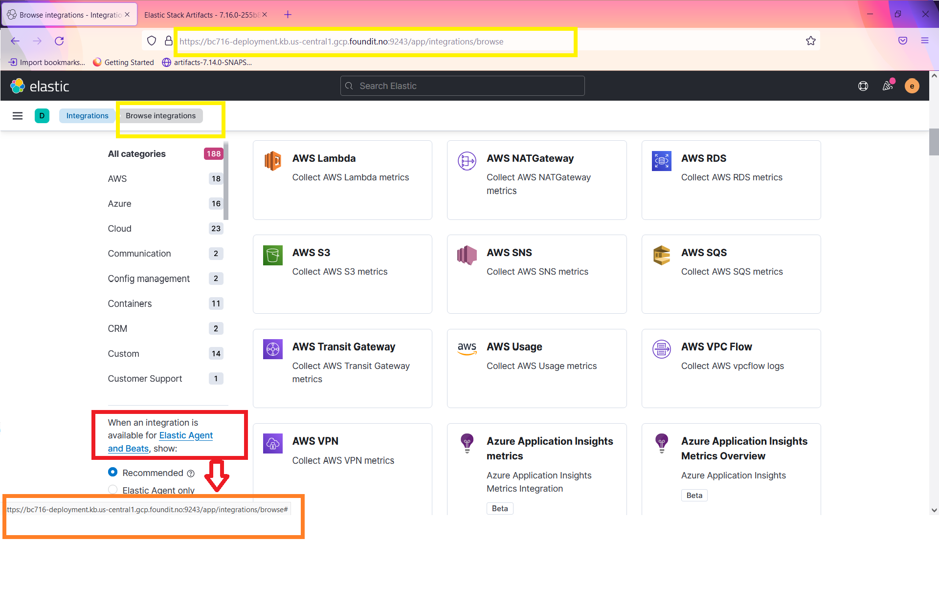 [Fleet] "Elastic Agent and Beats" link On Integration>Browse tab goes ...