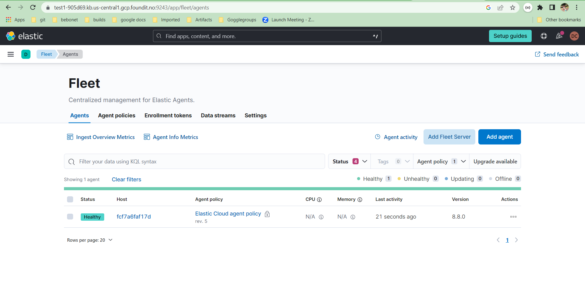 Debug Logging Level Option Is Displayed Under Logging Level Filter On Agent Logs Tab When No 
