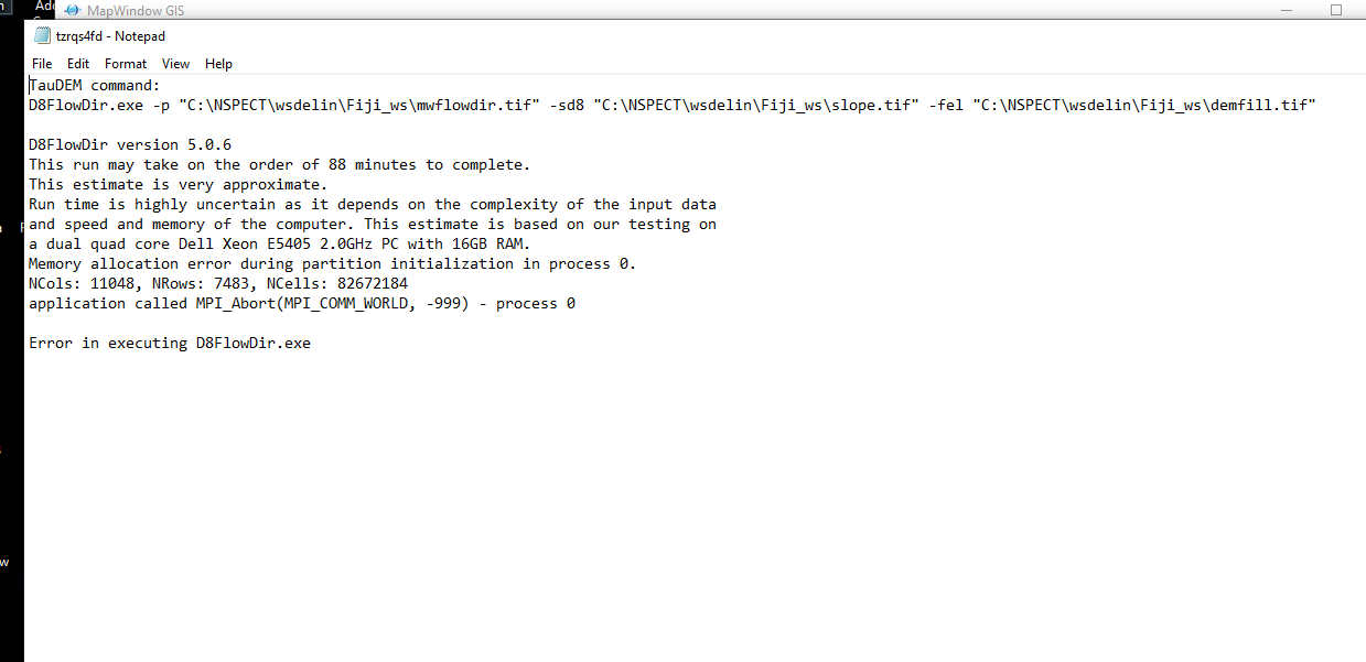 Taudem error - openNSPECT plugin - MapWindows v.4.8.8. · Issue #203 · MapWindow/MapWinGIS · GitHub