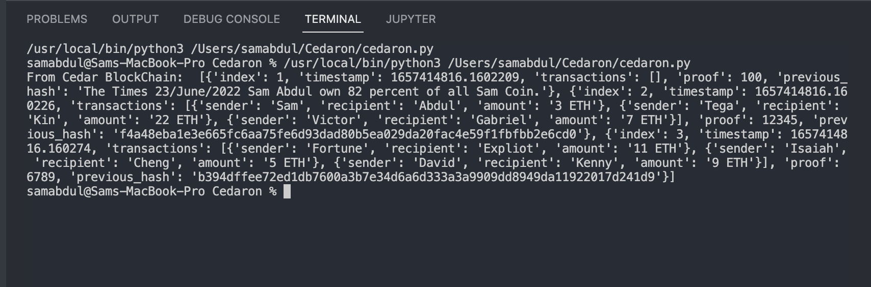 GitHub - sam-abdul/cedaron: Cedaron is a simplified blockchain made ...