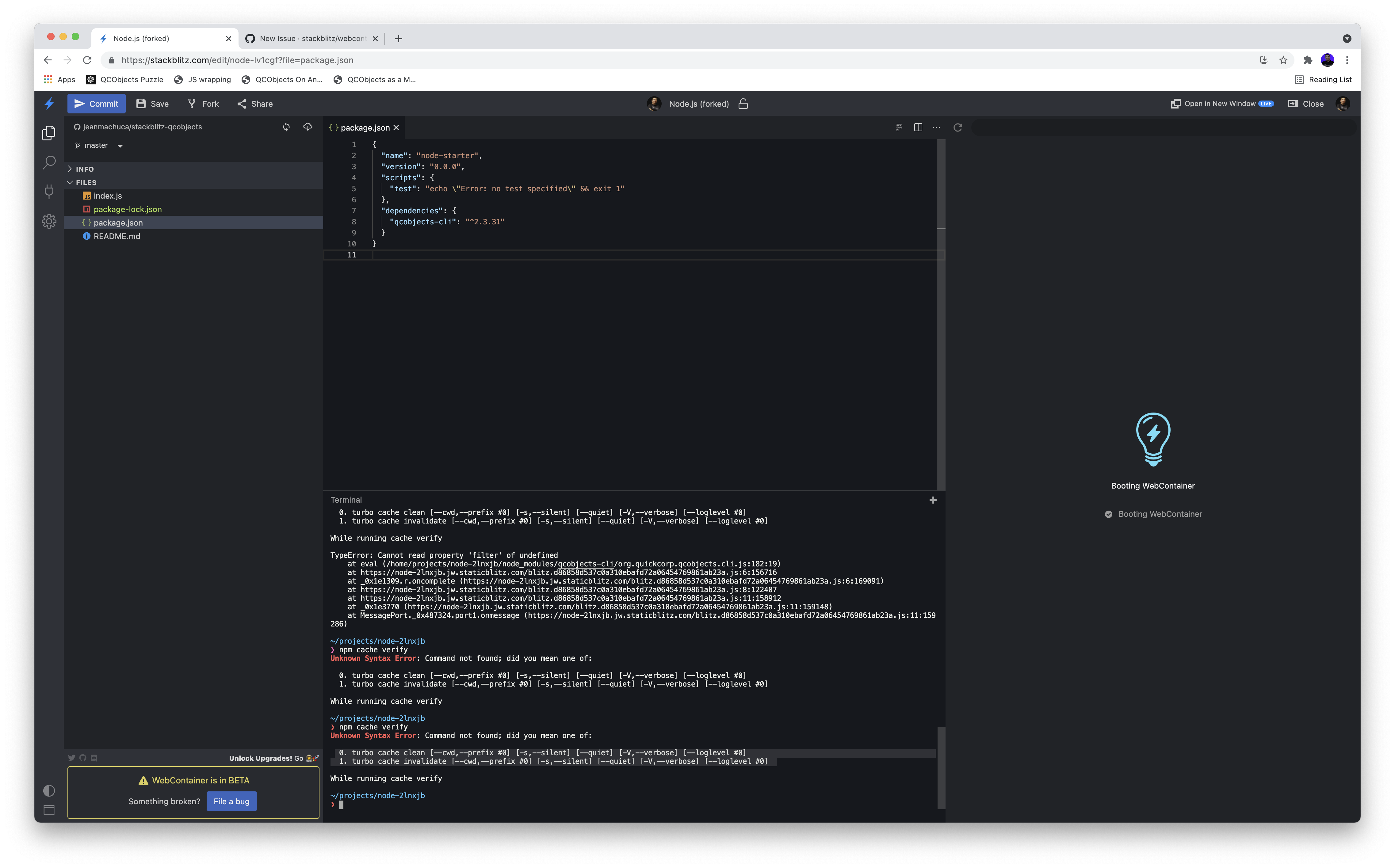npm cache verify does not work · Issue #260 · stackblitz/webcontainer-core · GitHub