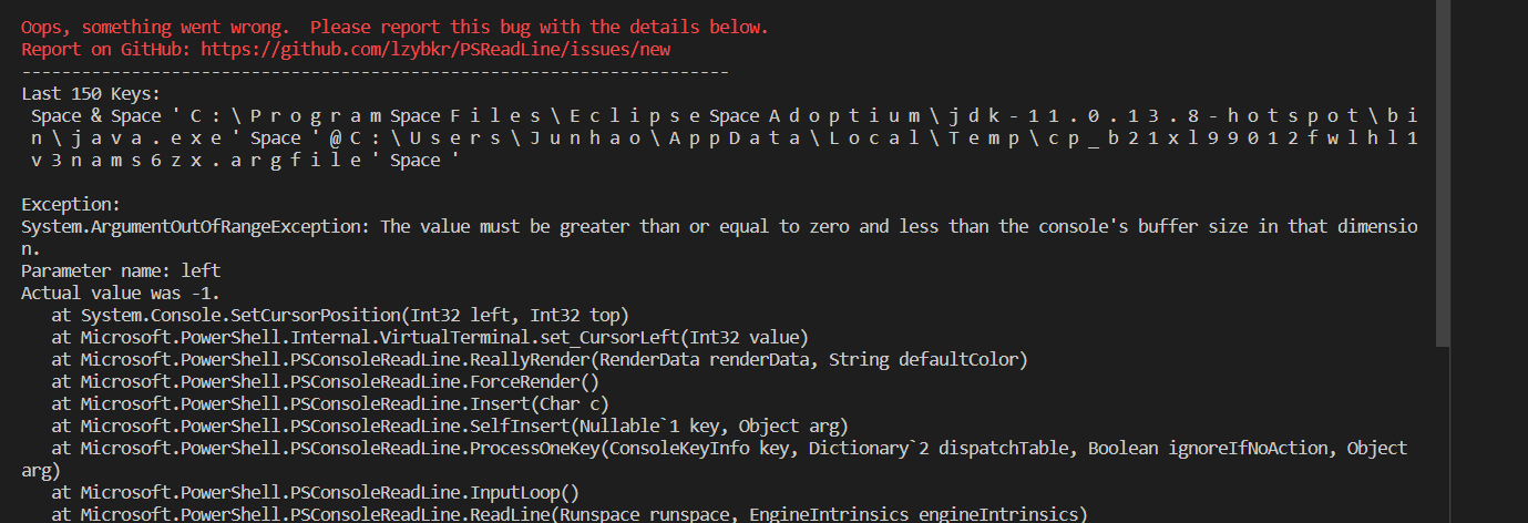 Oops, something went wrong. Please report this bug with the details below. Report on GitHub ...