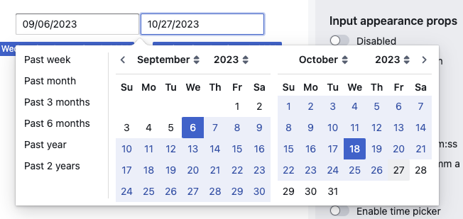 DateRangeInput3 styling issue hovering past selected boundary · Issue #6413 · palantir/blueprint ...