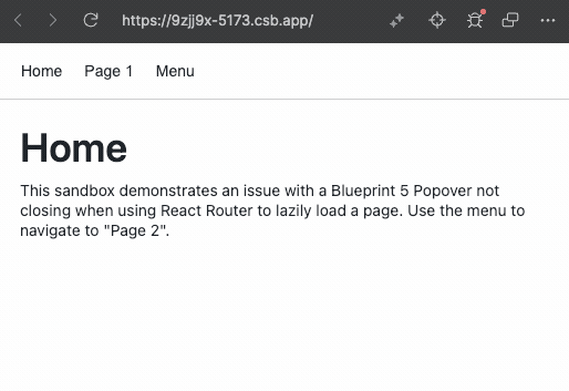 V5 Popover Not Closing When Navigating Lazily Loaded Pages Via React Router · Issue 6518