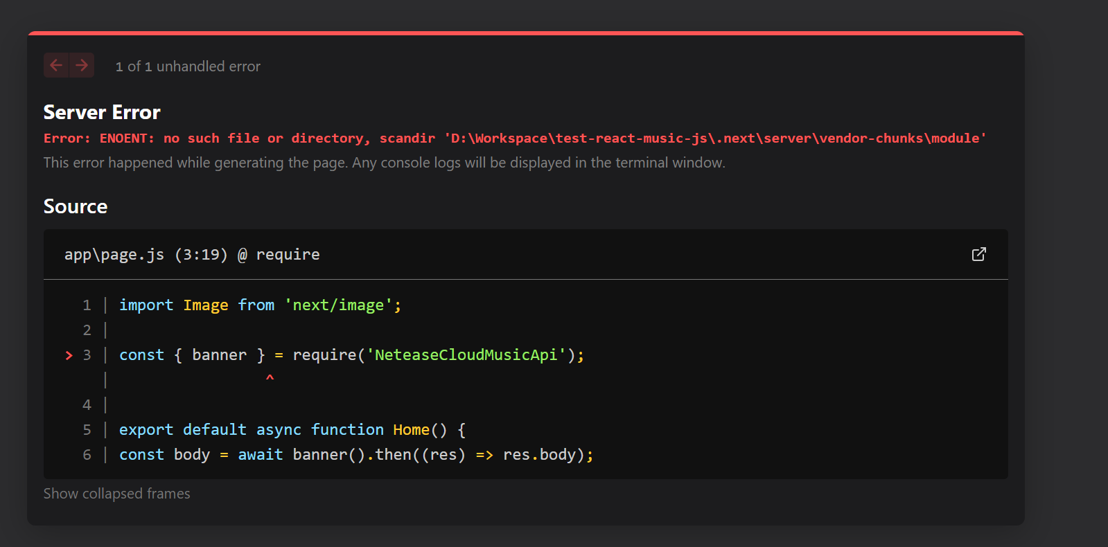 在 Nextjs 中导入模块报错 · Issue 1842 · Binaryify Neteasecloudmusicapi · Github