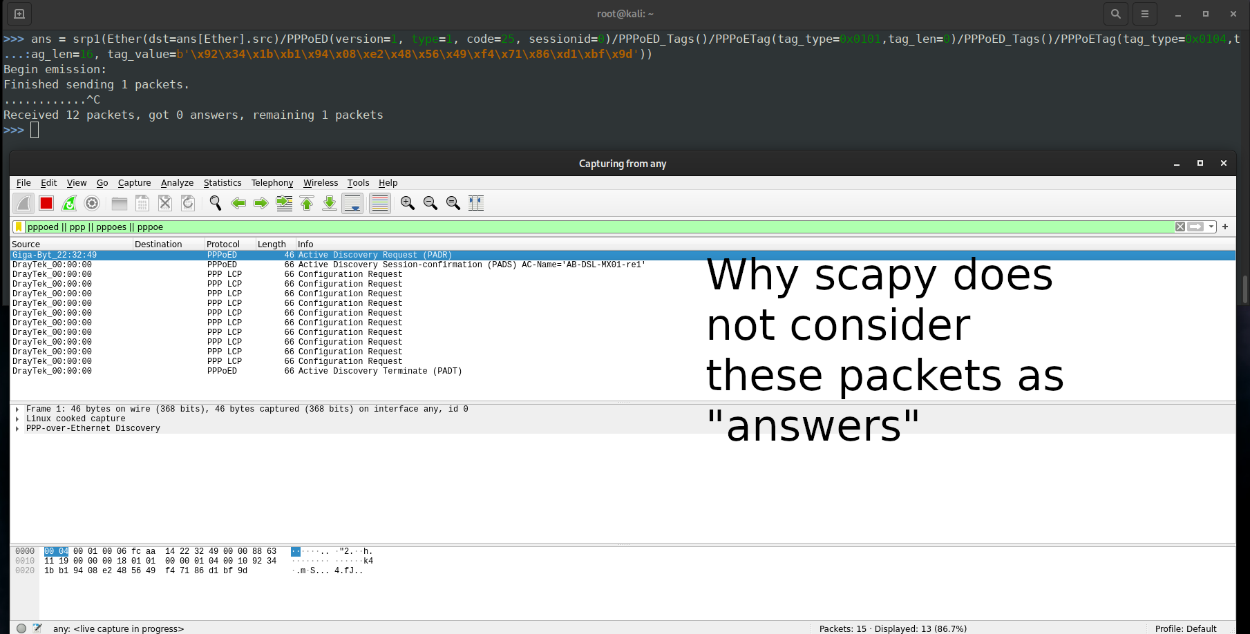 PPPoED some frame types are not recognized as answers · Issue #2850 · secdev/scapy · GitHub