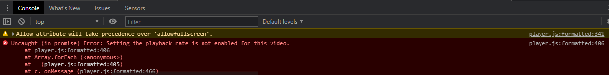 Playback rate changing is not working · Issue #465 · vimeo/player.js · GitHub