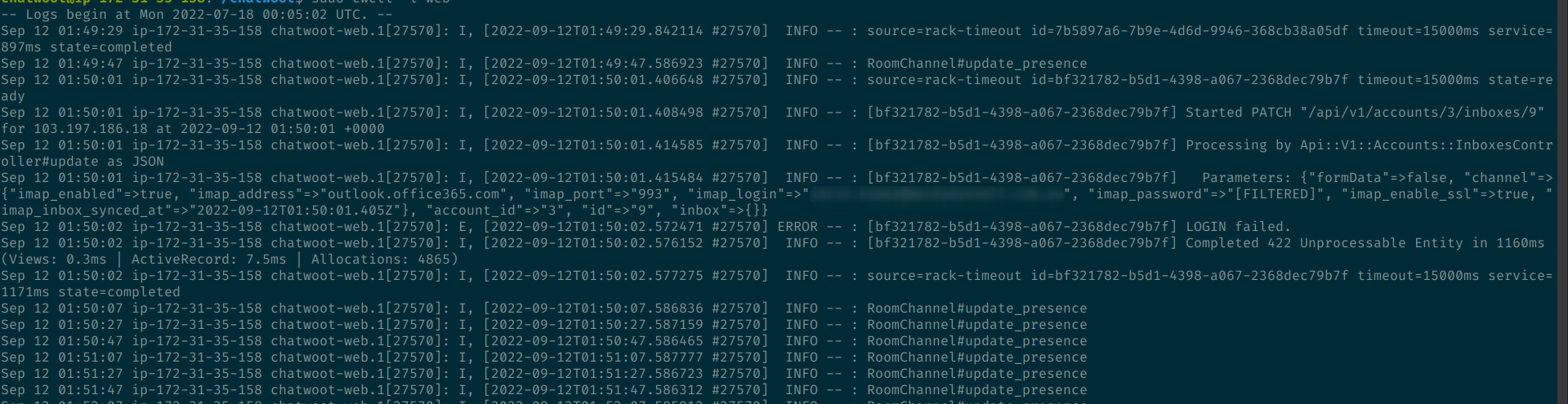 Error 422 Unprocessable Entity when settting up email IMAP · chatwoot · Discussion #5418 · GitHub