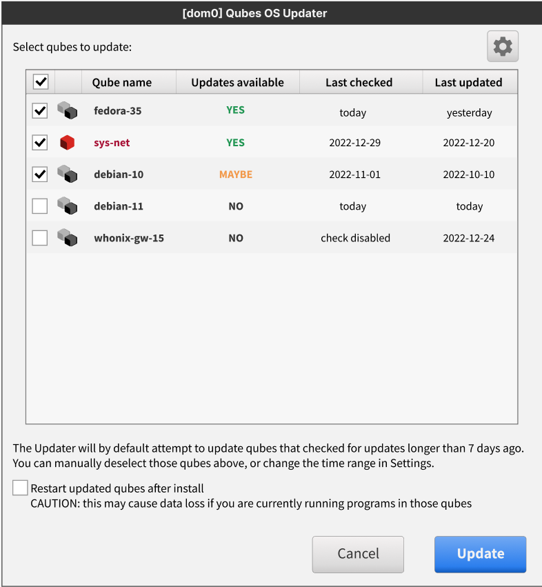 Implement Improved Updater Gui · Issue 7965 · Qubesosqubes Issues