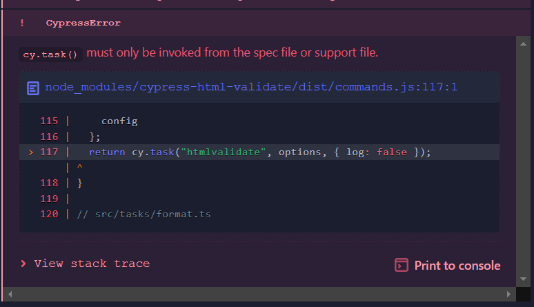 Error: "cy.task() must only be invoked from the spec file or support file" · Issue #667 ...
