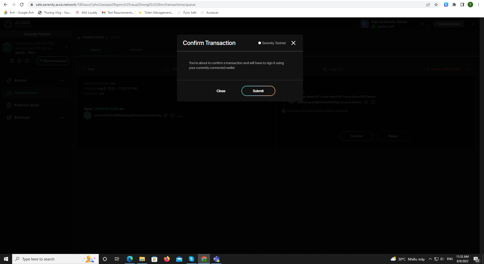 [Aura-Safe][Multisig Tx] UI issues on Confirm Transaction popup · Issue #141 · aura-nw/Aura-Safe ...