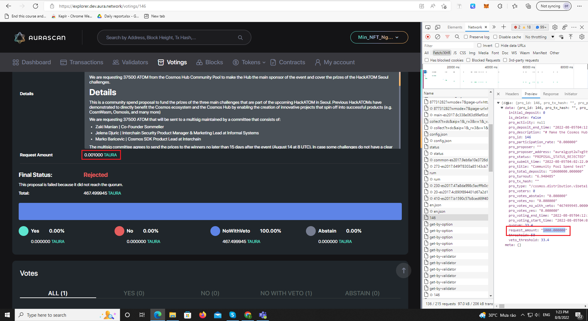 [Aurascan][VotingDetails] Add "Request Amount" field in Voting Details ...
