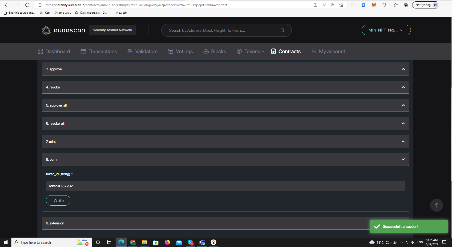[Aurascan][Tokens][CW721] Inventory tab chưa remove NFT khi đã burn/send_nft thành công · Issue ...