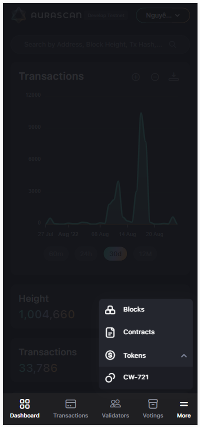 [Aurascan][Mobile] Menu Tokens · Issue #862 · aura-nw/aurascan · GitHub