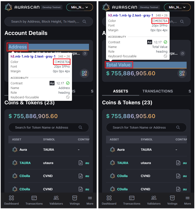 [Aurascan][Mobile][MyAccount] Some issues update layout · Issue #880 · aura-nw/aurascan · GitHub