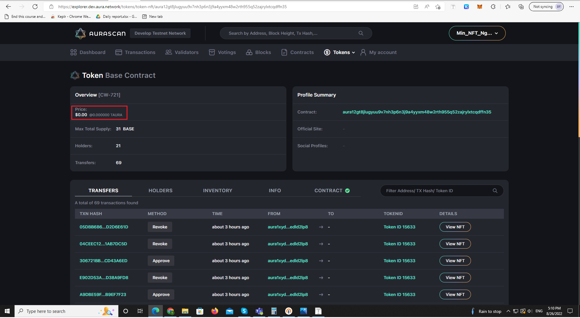 [Aurascan][Tokens][CW721] Giá trị Price của Token Detail CW721 · Issue #909 · aura-nw/aurascan ...