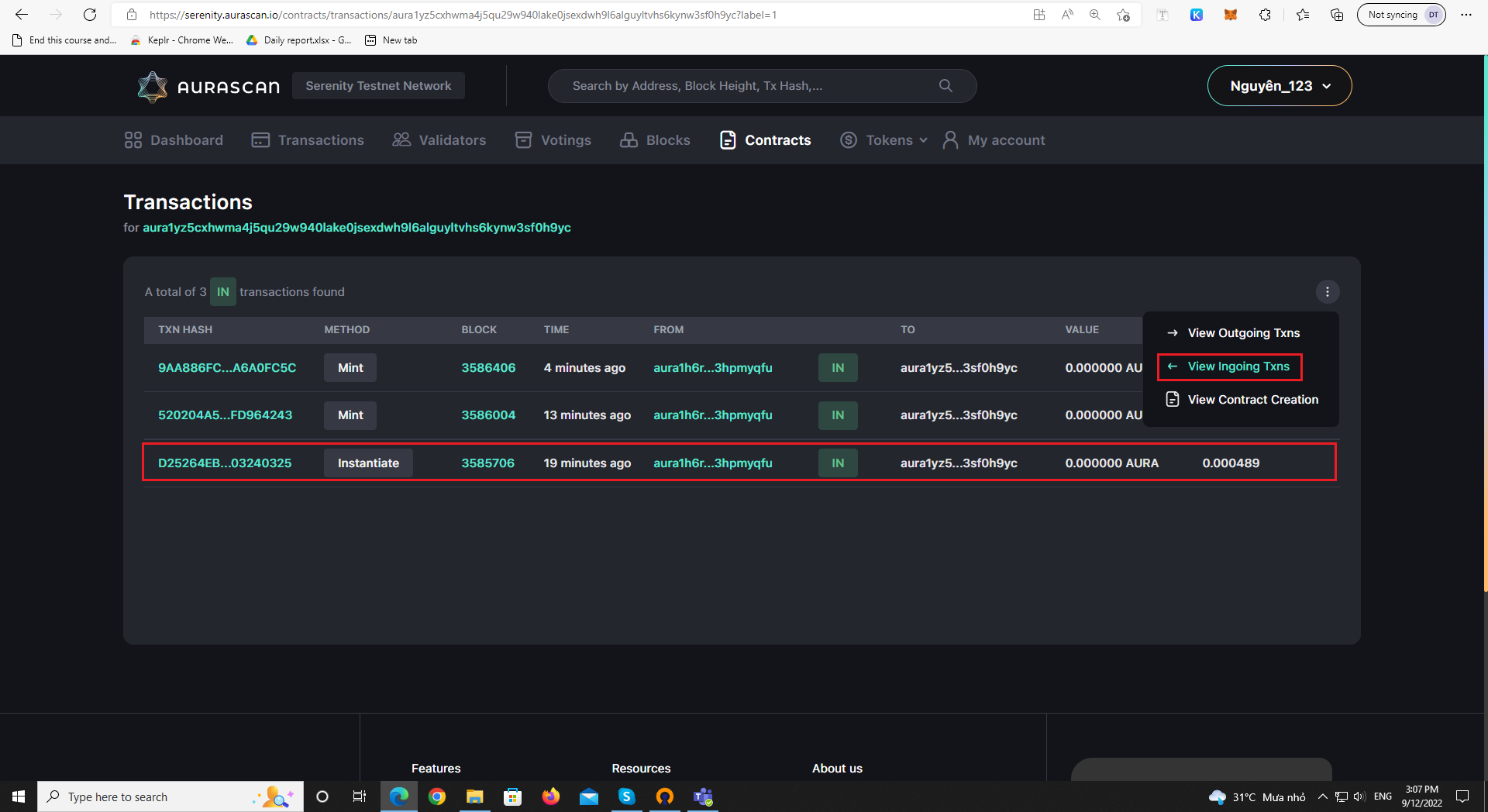 [Aurascan][ContractDetails][Transaction] Display incorrect transaction ...