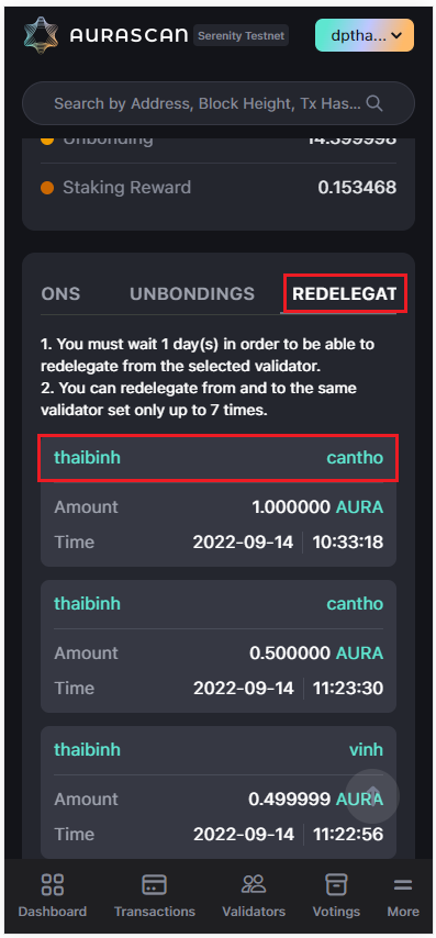 [Aurascan][Account Details][Mobile] Redelegate tab không hiển thị avatar của validator · Issue ...