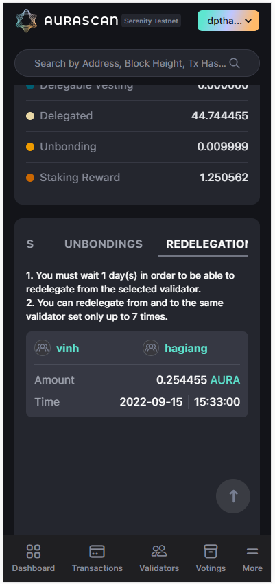 [Aurascan][Account Details][Mobile] Redelegate tab không hiển thị avatar của validator · Issue ...