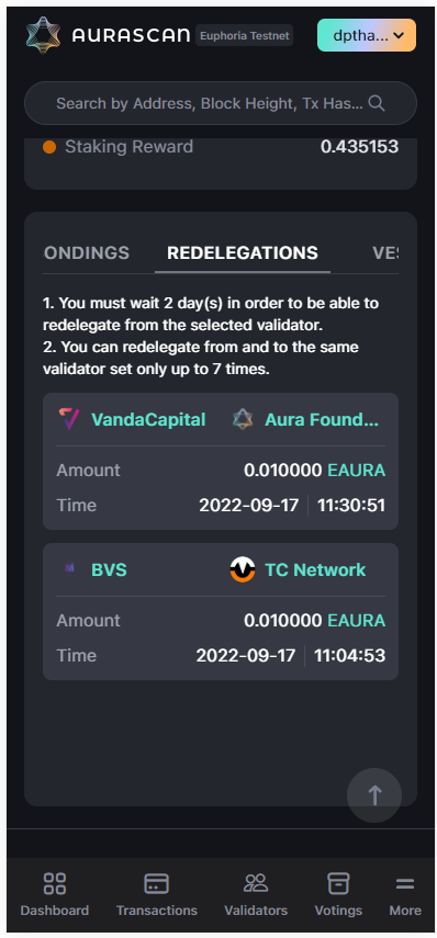 [Aurascan][Account Details][Mobile] Redelegate tab không hiển thị avatar của validator · Issue ...