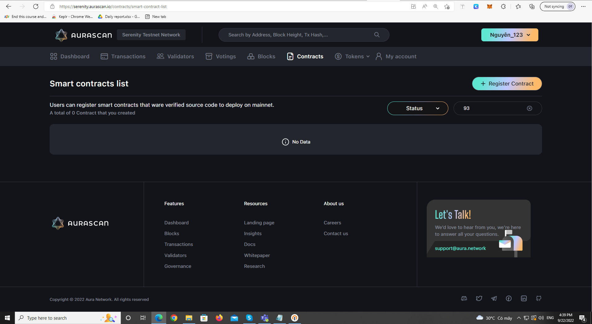 [Aurascan][Contracts] Register contracts to deploy on mainnet display CodeID không có trong ...