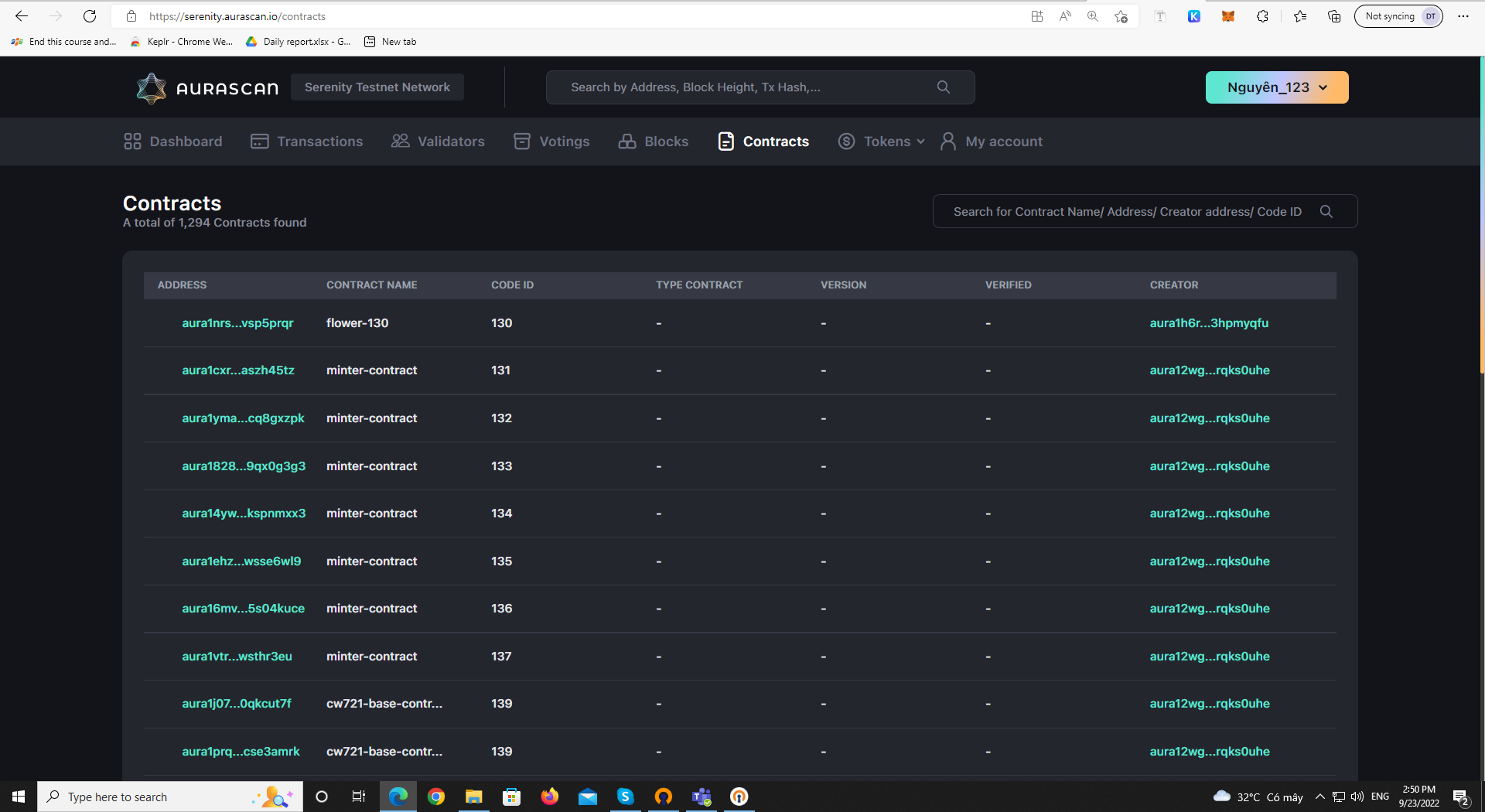 [Contract] Search for Address/ Creator address/ Code ID in Contracts list · Issue #1024 · aura ...