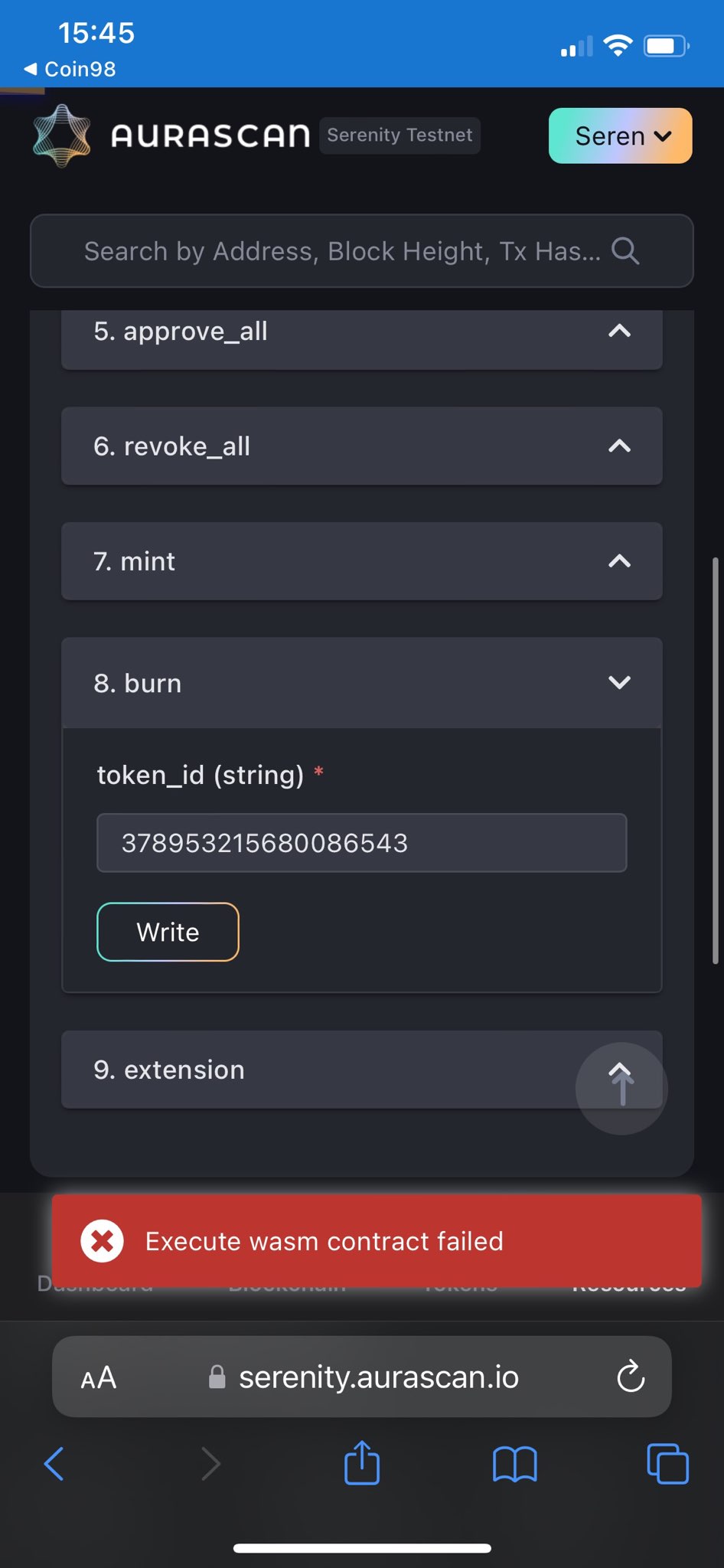 [Aurascan][Mobile][Desktop] Map hiển thị nội dung message lỗi khi thực hiện giao dịch · Issue ...