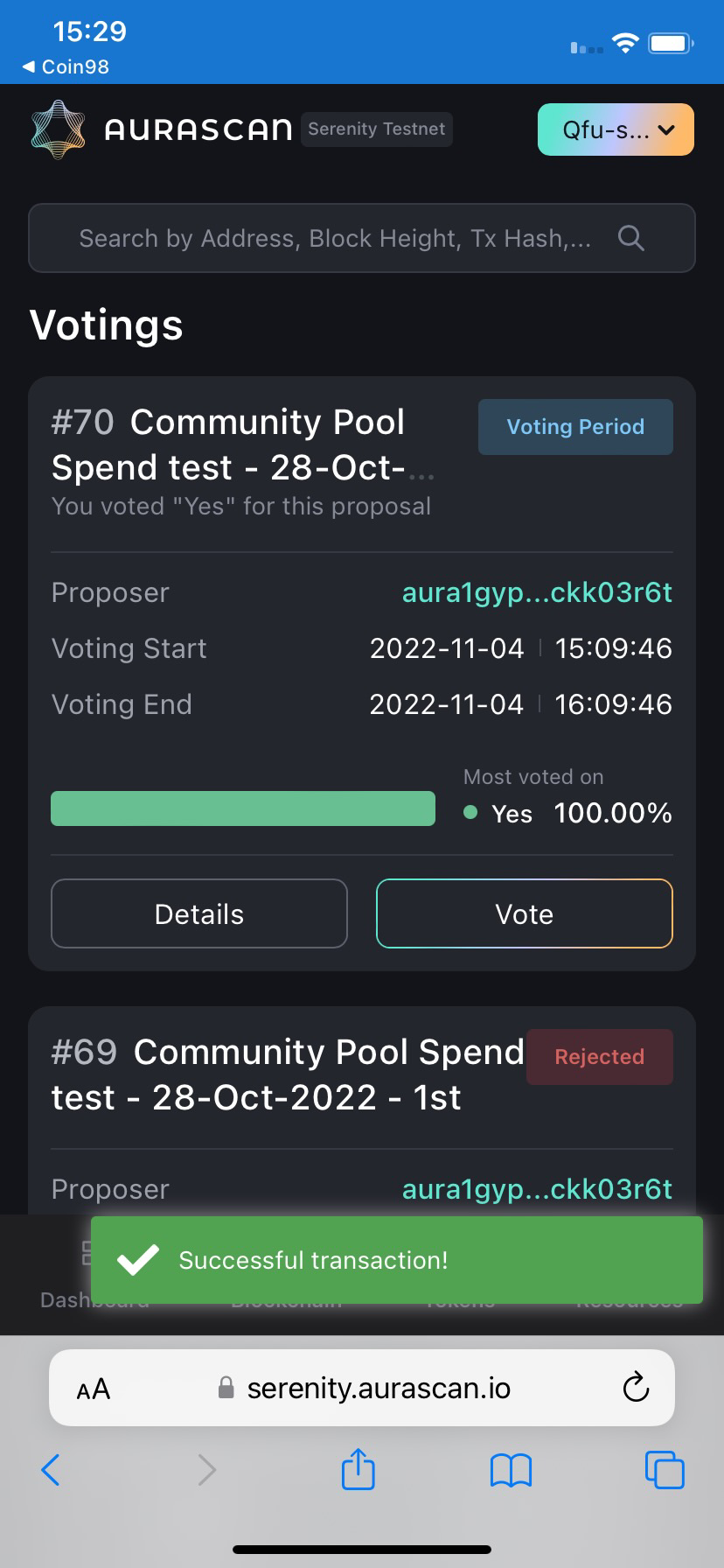 [Aurascan][Coin98][Mobile] Không hiển thị message lỗi khi thực hiện Redelegate · Issue #1208 ...