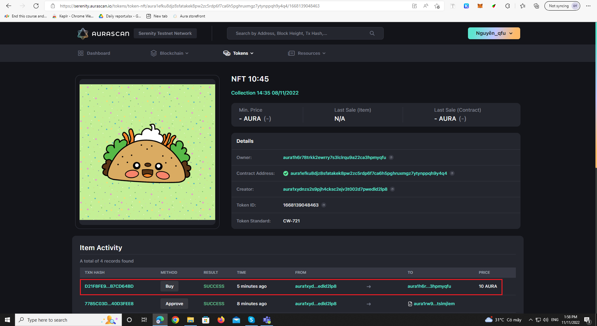 [Aurascan][ViewNFT] Indexer bổ sung data địa chỉ From - To của transaction Buy · Issue #1227 ...
